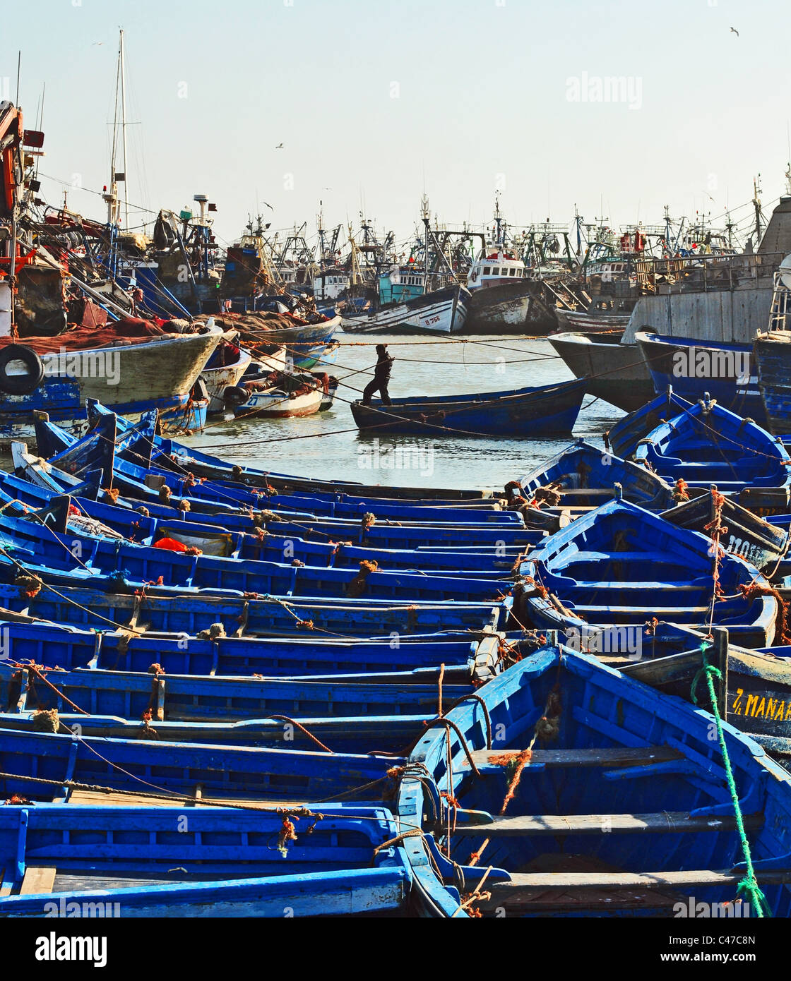 Morocco blue boats hi-res stock photography and images - Alamy