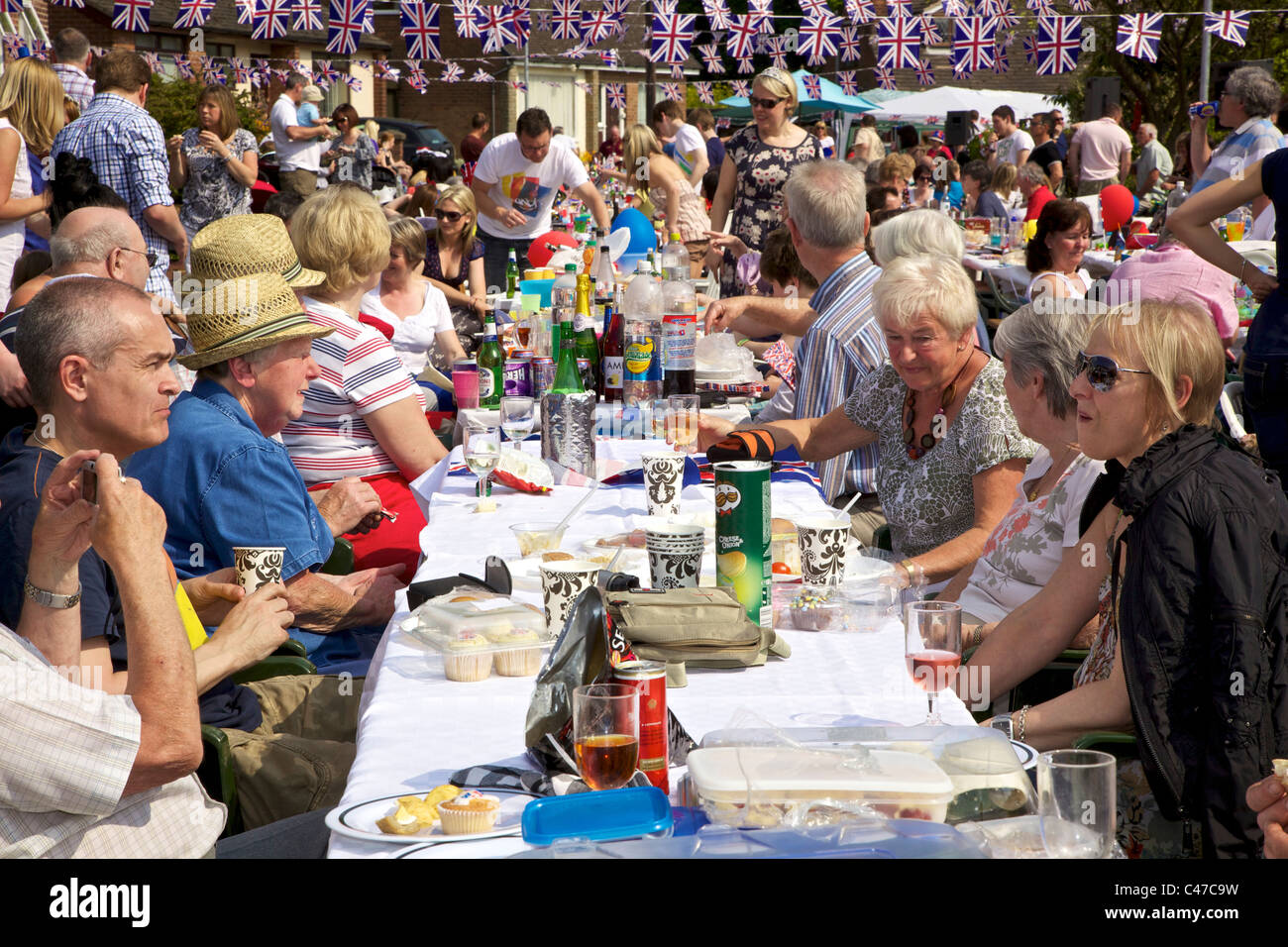 Royal Wedding street party. Heyes Avenue Rainford Merseyside England ...