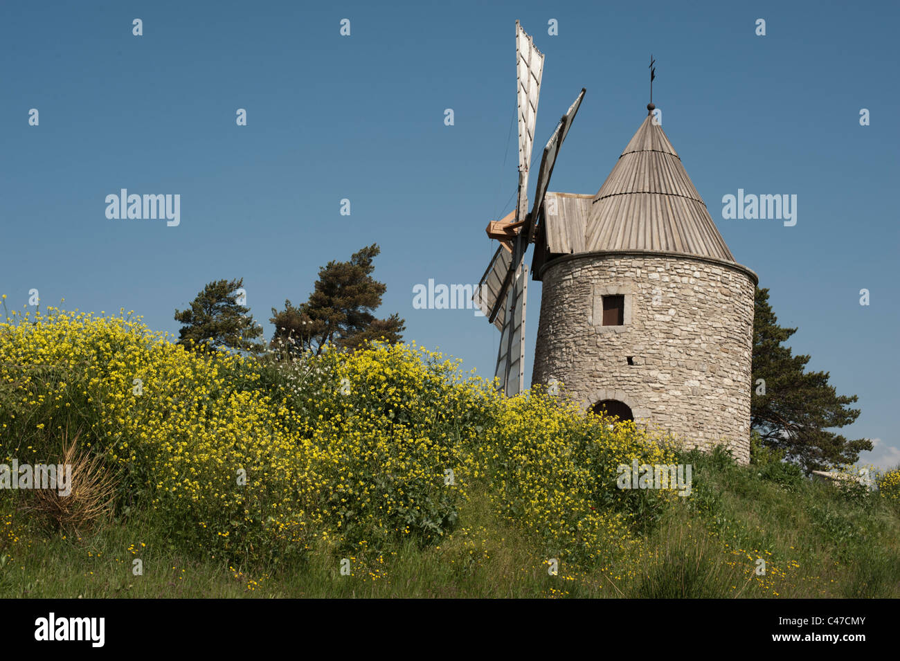 Windmill in the Luberon area of France during the spring with ...