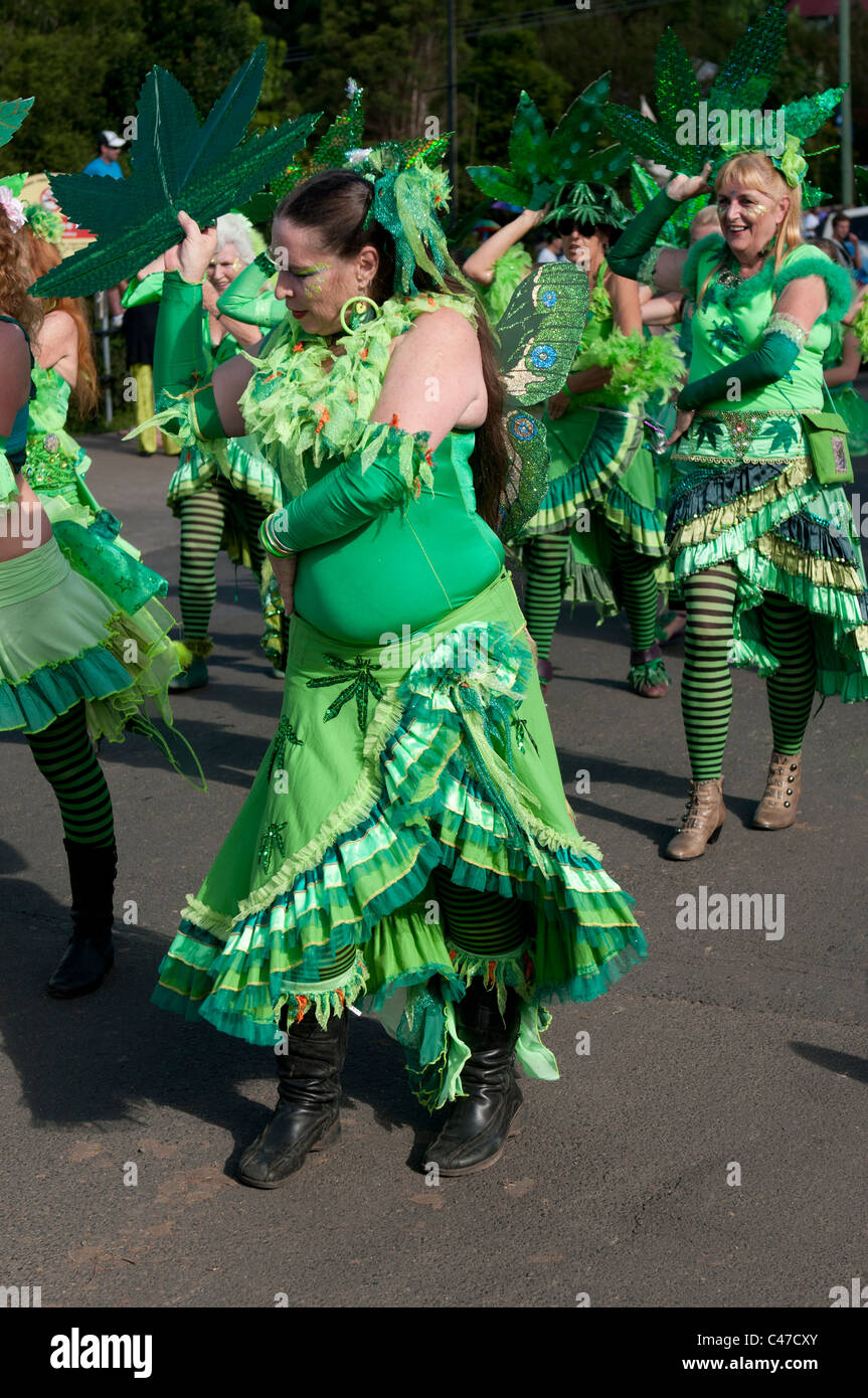 Women take part in Nimbin's Mardi Grass parade which protests marijuana ...