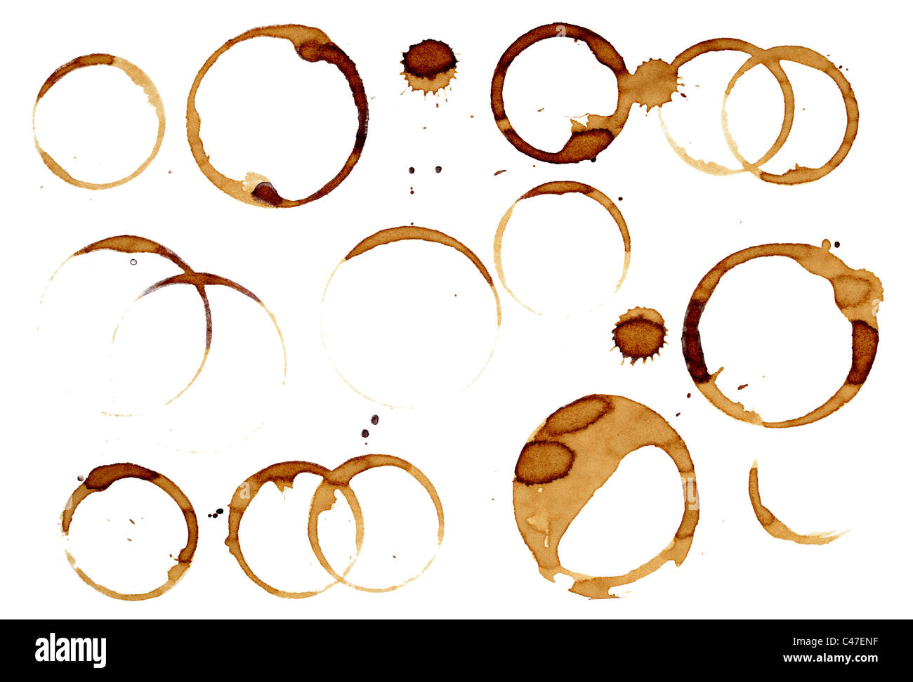 collection of coffee stains Stock Photo - Alamy