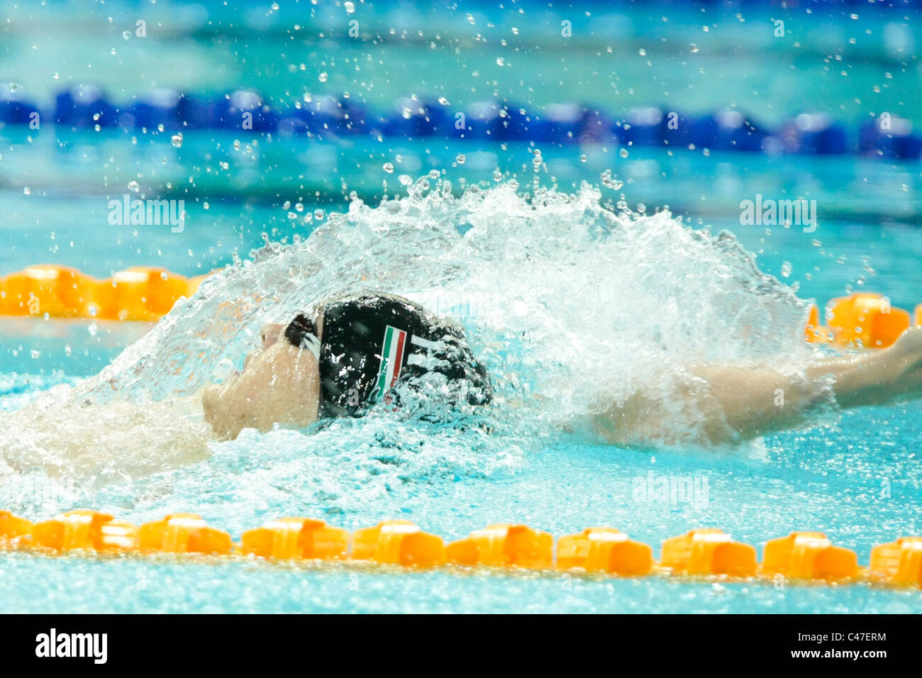 Peter Bernek of Hungary competing in the Men's 200m Backstroke Finals ...