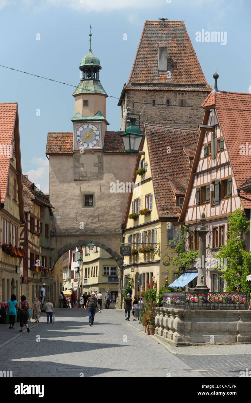 german famous medieval city Rothenburg ob der Tauber with historical ...