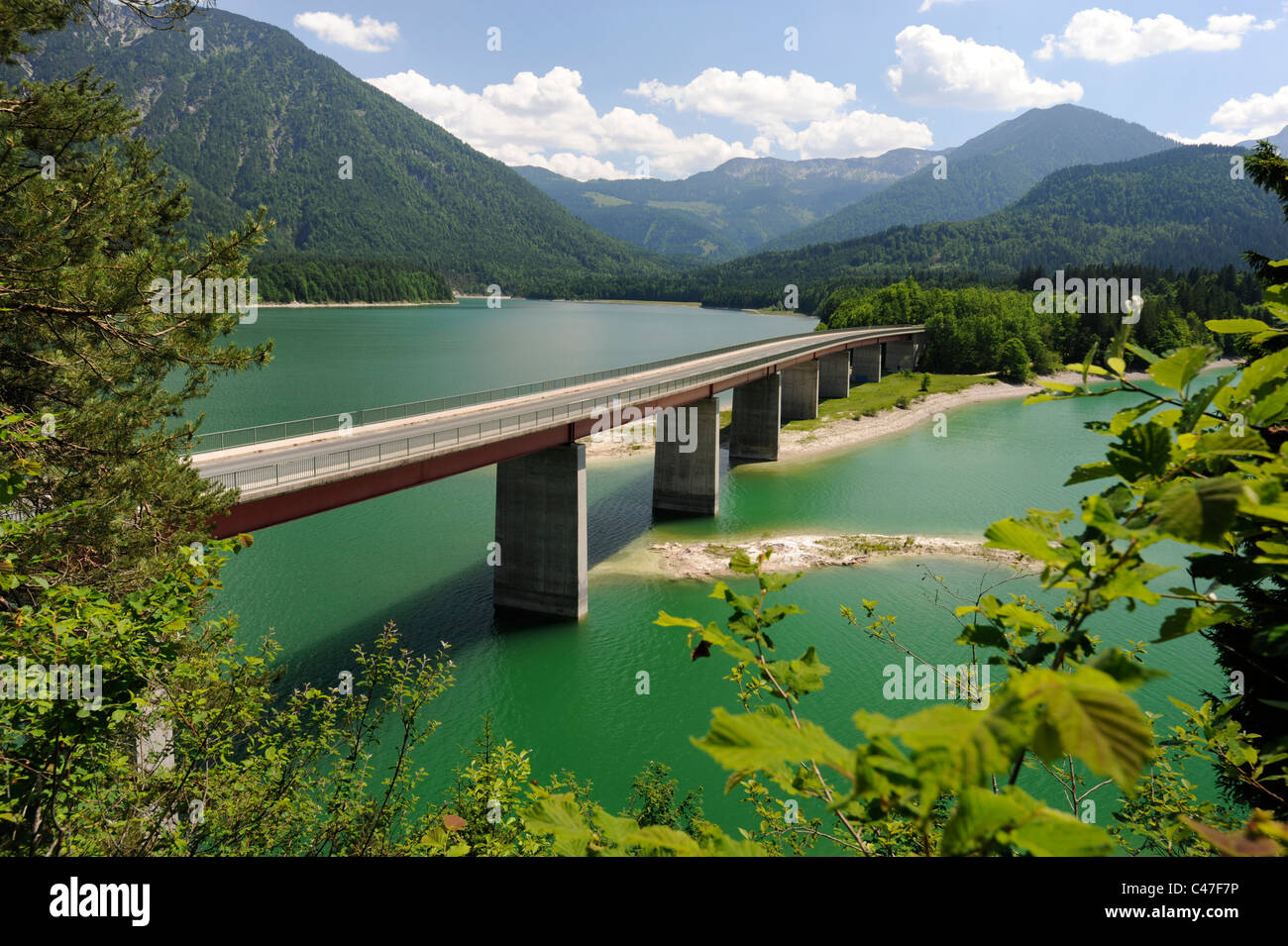Sylvenstein reservoir in the alps of upper bavaria hi-res stock ...