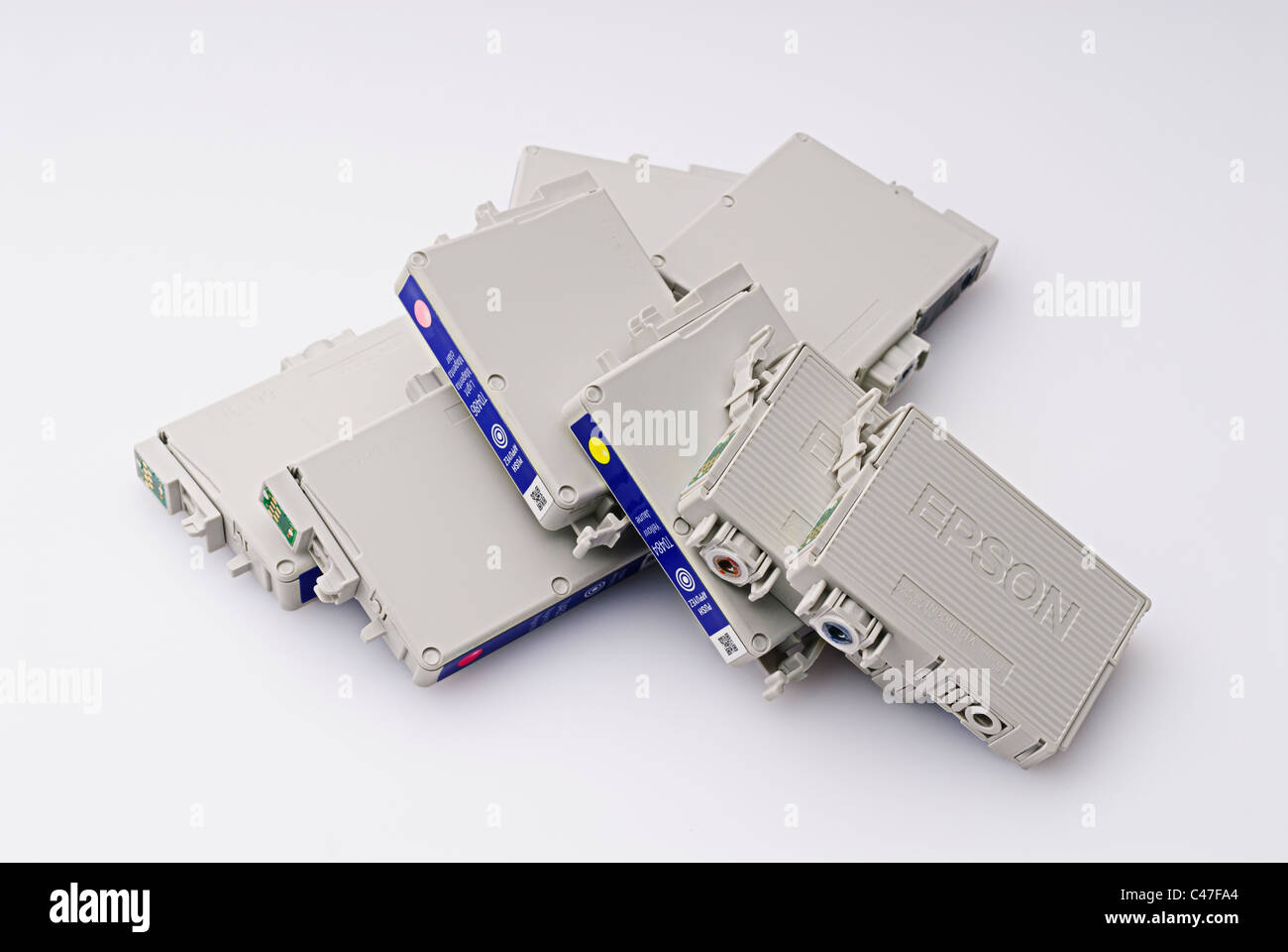 Stack of ink jet used printer cartridges Stock Photo - Alamy