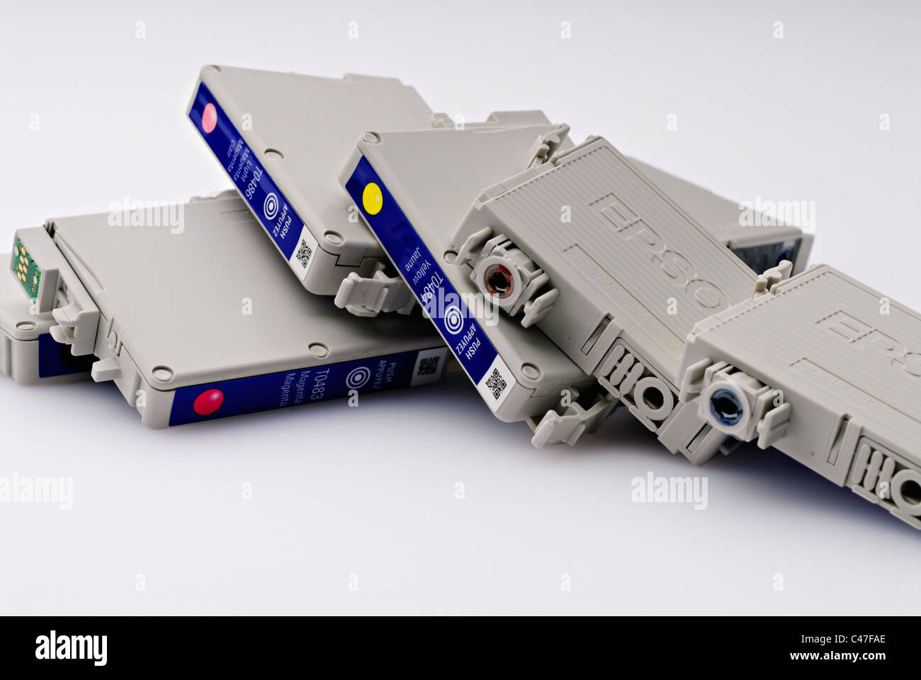 Stack of ink jet used printer cartridges Stock Photo - Alamy