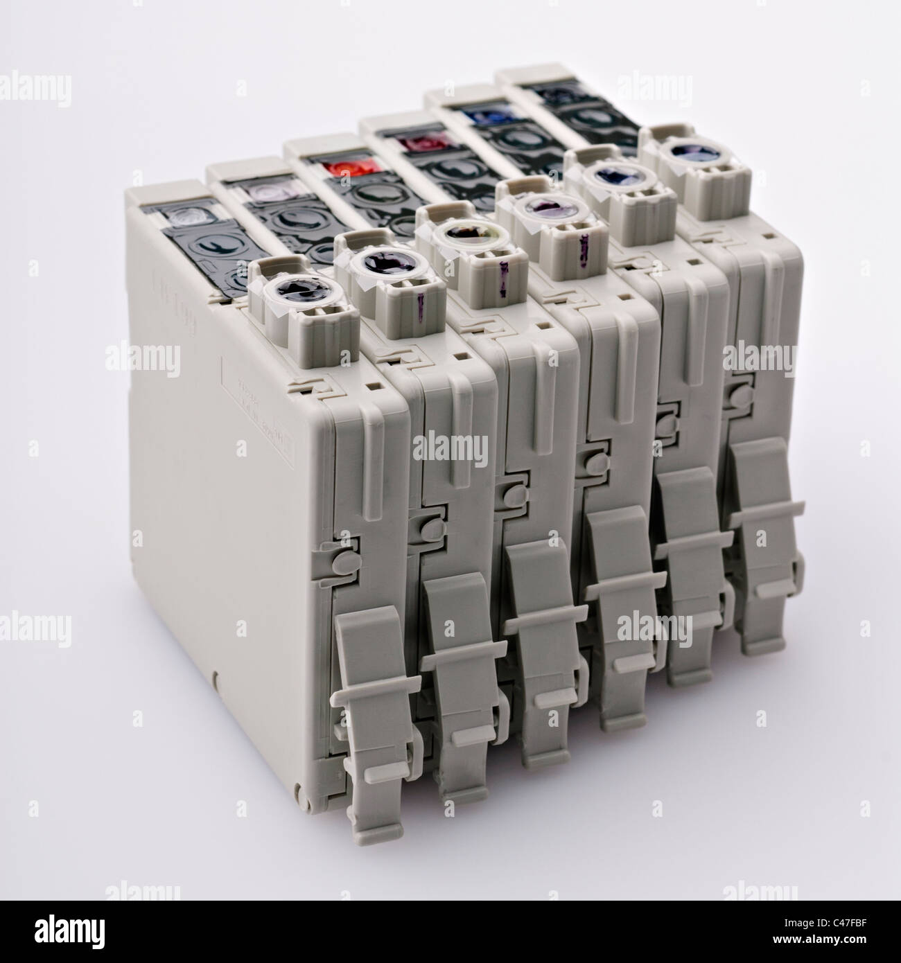 Stack of ink jet used printer cartridges Stock Photo - Alamy