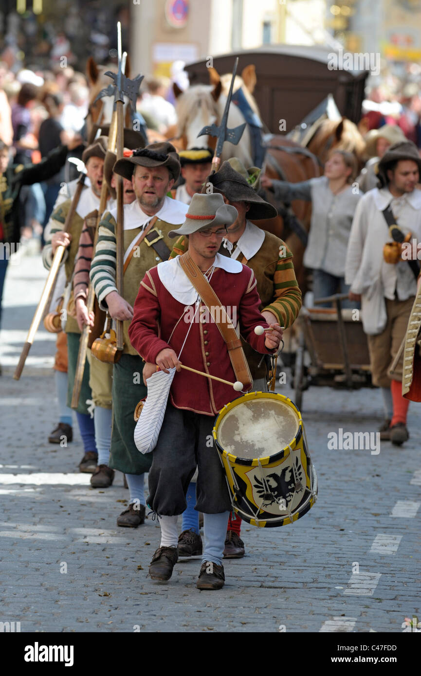medieval event -Meistertrunk- with parade and dance in famous old city ...