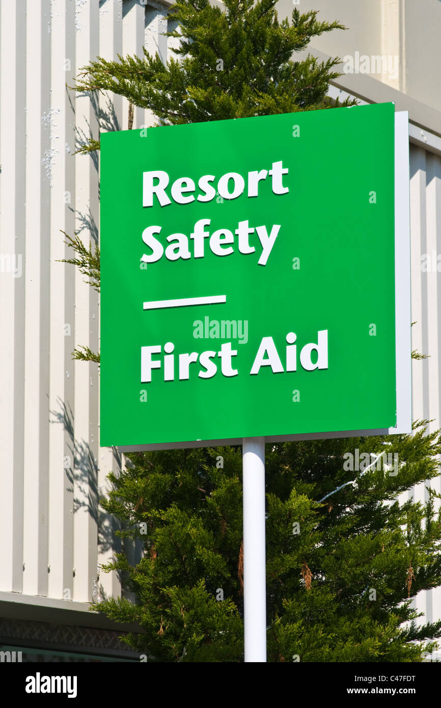Resort Safety and First Aid sign Stock Photo - Alamy