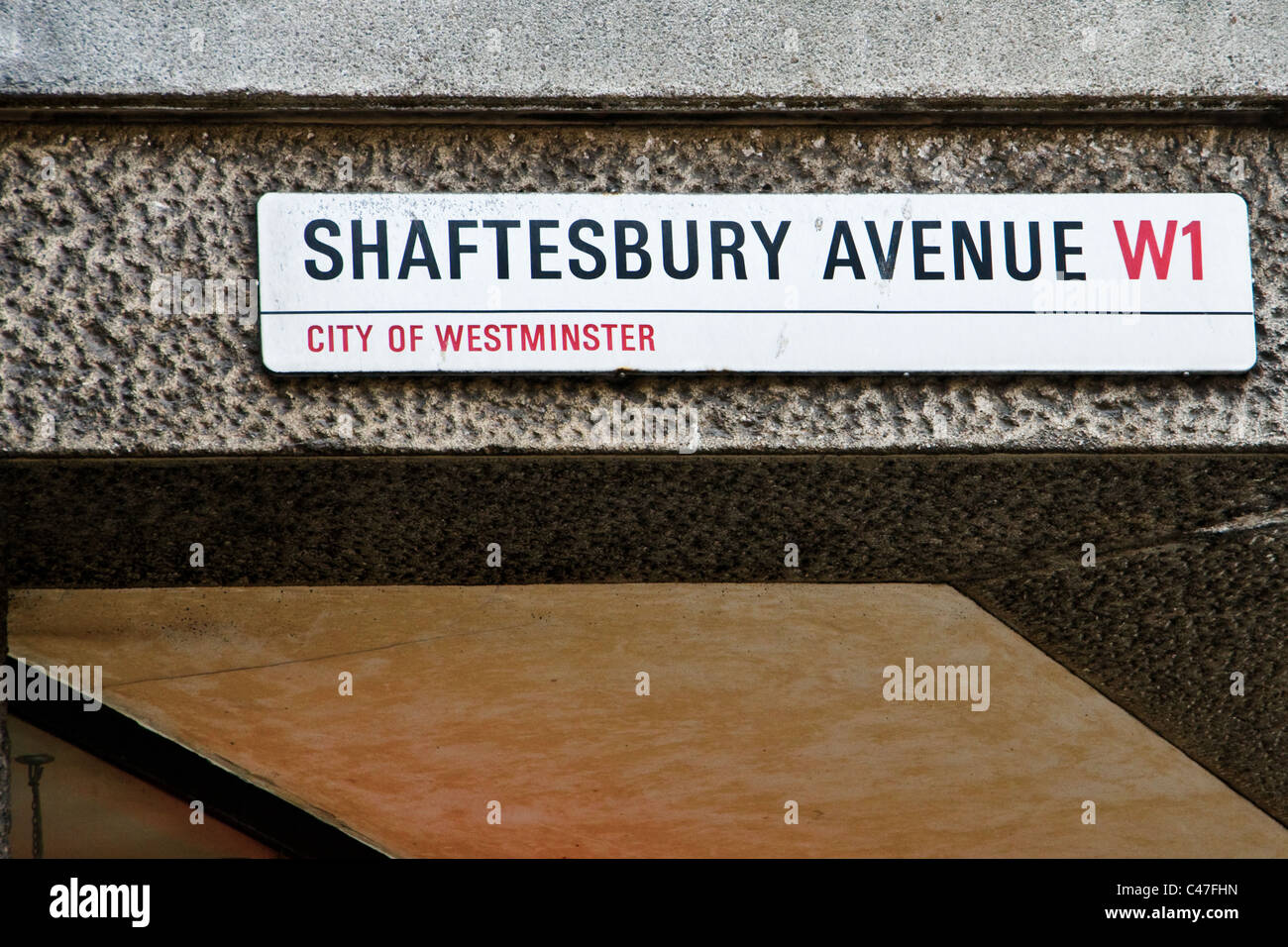 Shaftsbury Avenue W1 City of Westminster road sign, London England ...