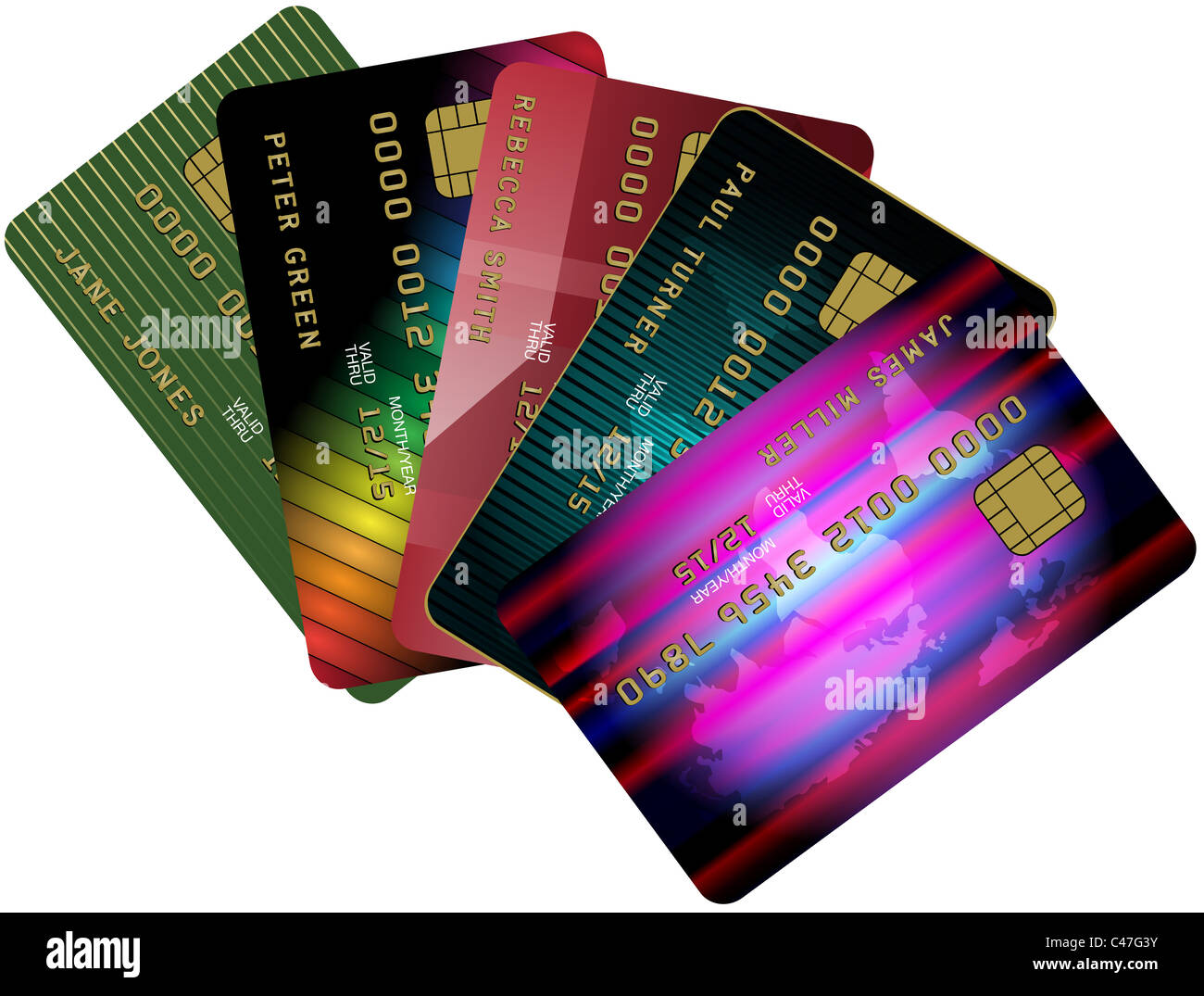 Collection of Credit Cards Isolated on White Stock Photo - Alamy