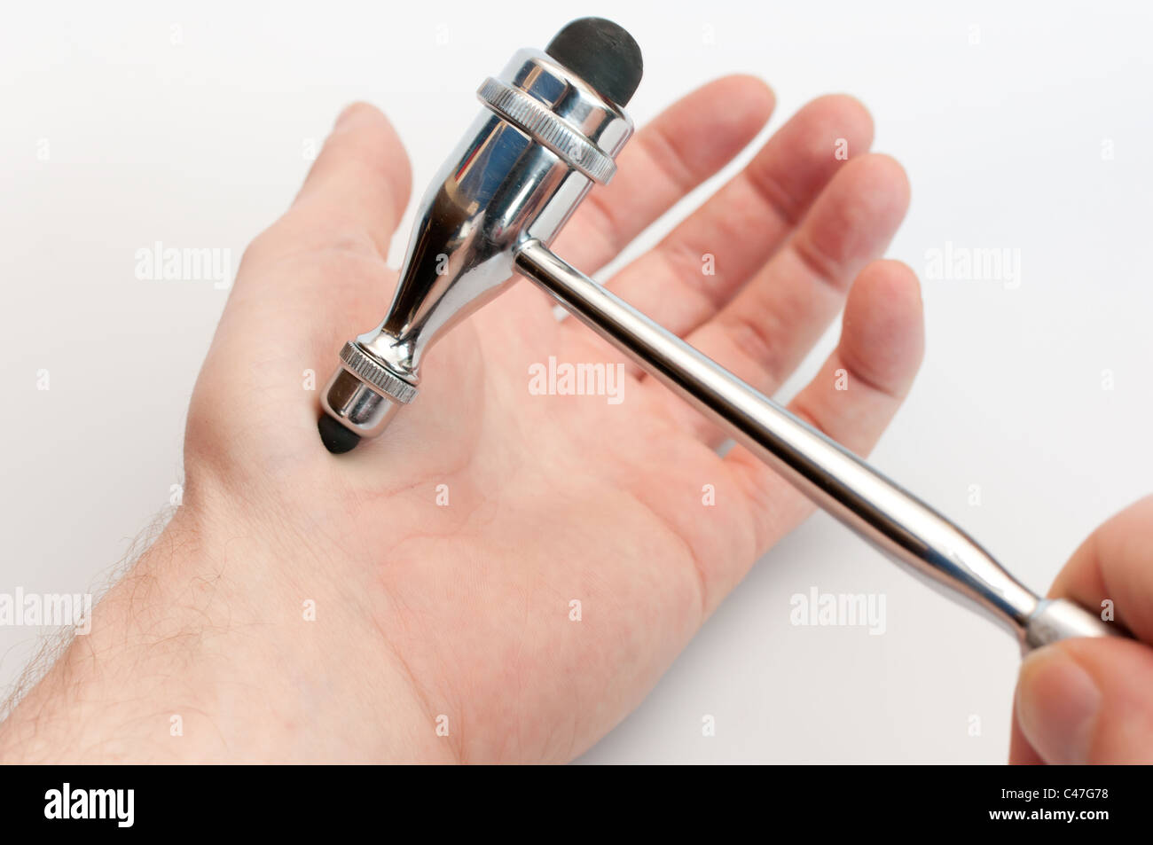 Examing of Reflex With Stainless Neurological Medical Hammer Stock ...