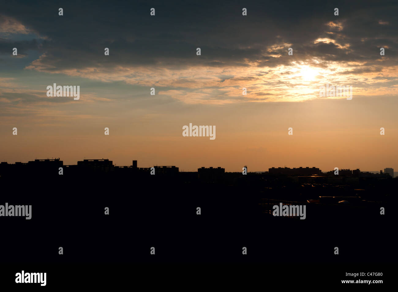 Beautiful orange sunset over city hi-res stock photography and images ...