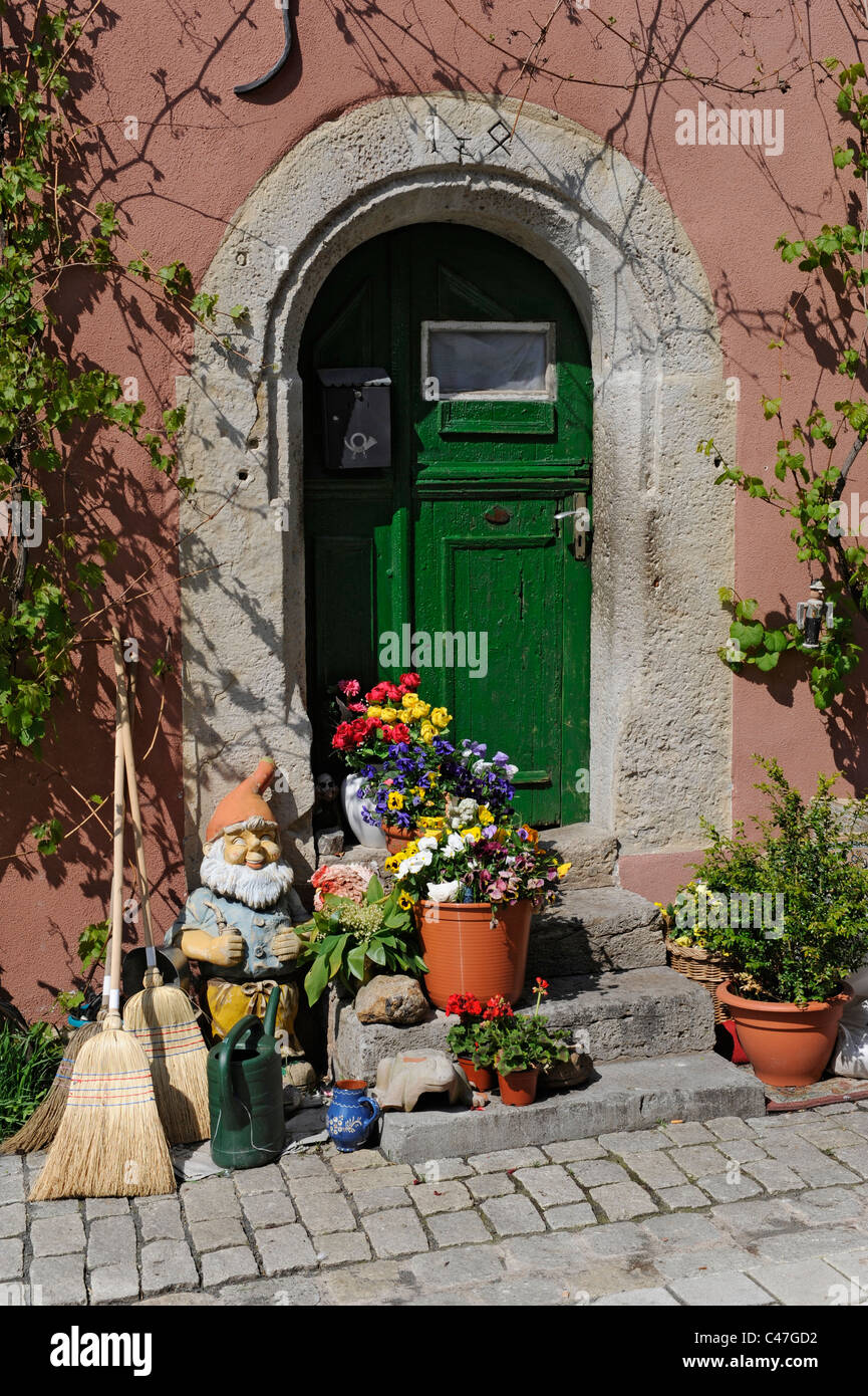 house facade and window decorated with traditional painting in Bavaria ...