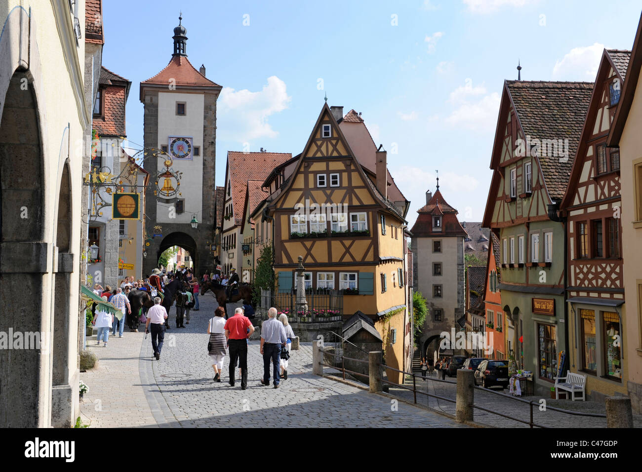 german famous medieval city Rothenburg ob der Tauber with historical ...