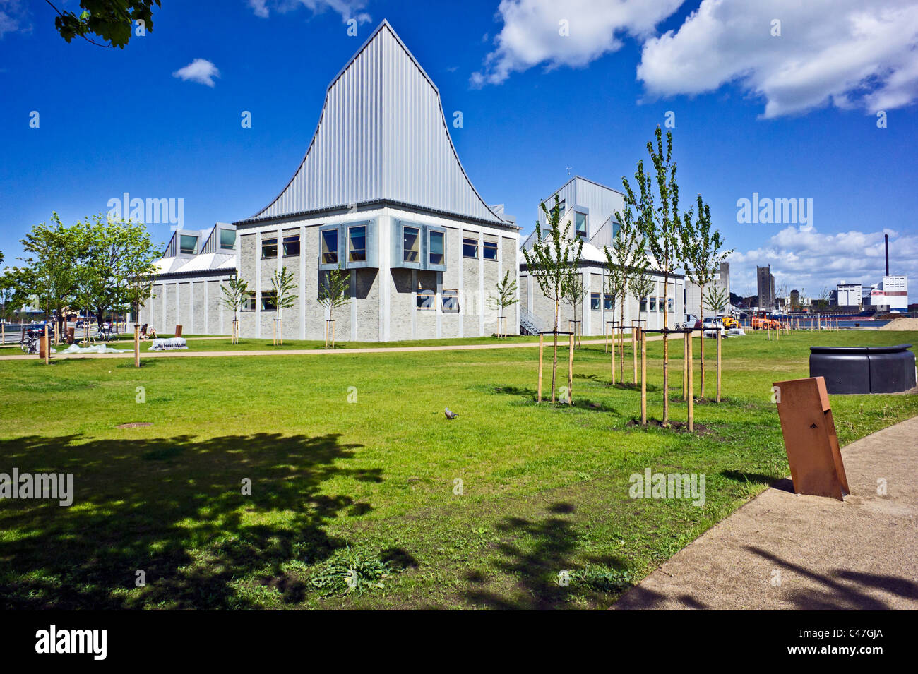 View from south/east of the Utzon Center by Aalborg harbour Denmark ...