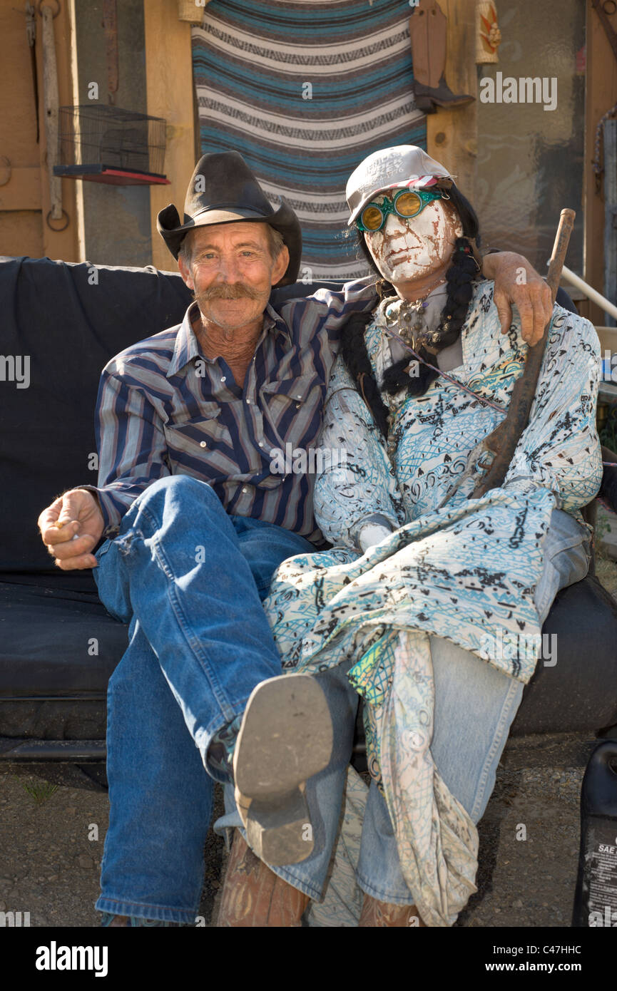 Cowboy "Joe-Bob" poses with his mannequin companion "Rose", in Lincoln ...