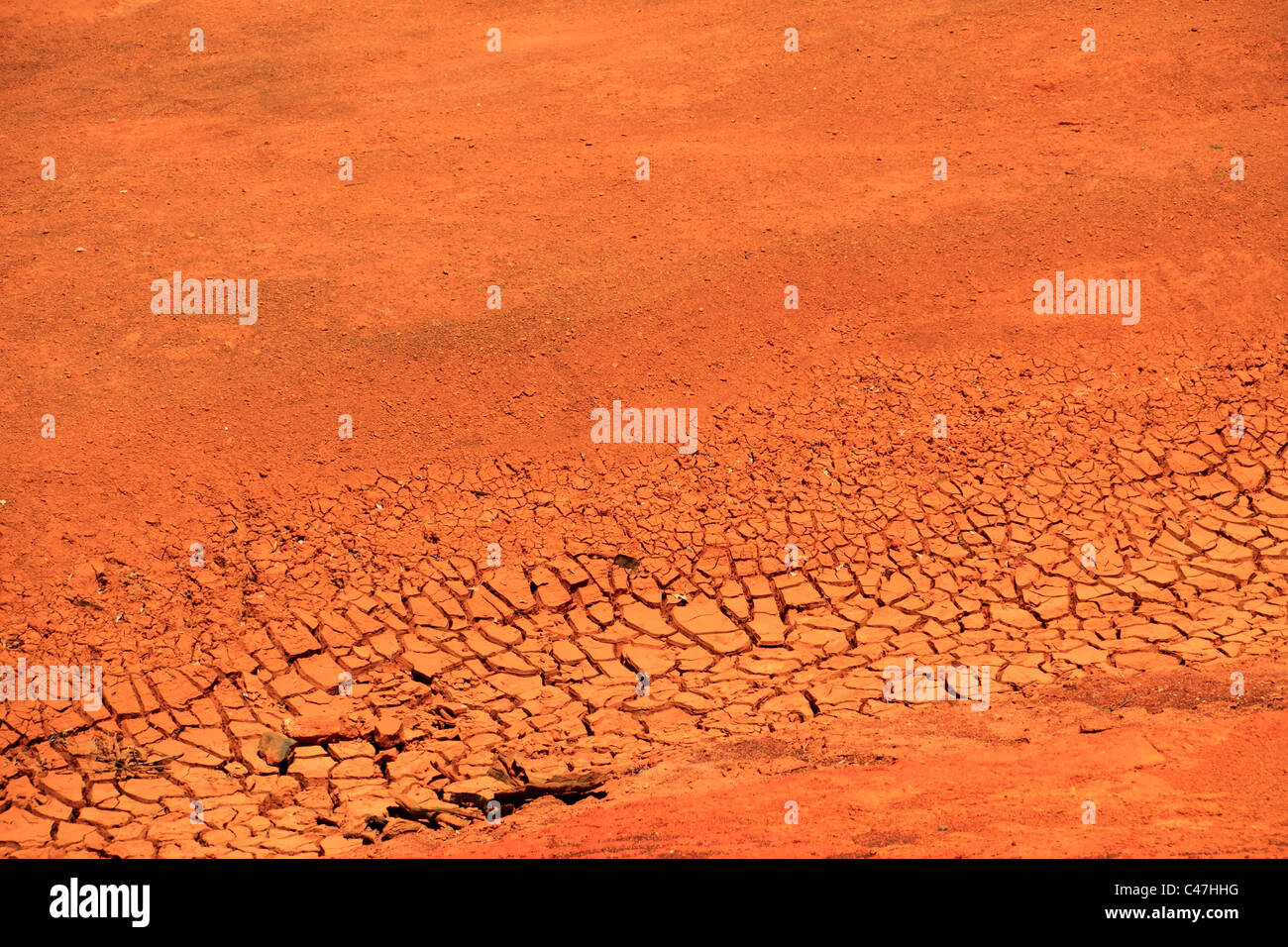 Dry riverbed of Lake Navarino, Waroona Dam, South Western Australia ...