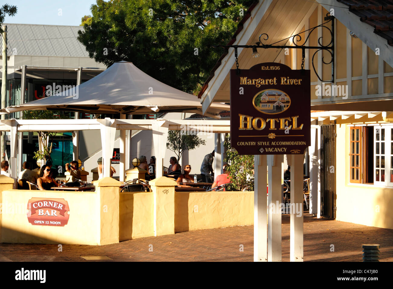 Front entrance and Corner bar of the Margaret River Hotel, Margaret ...