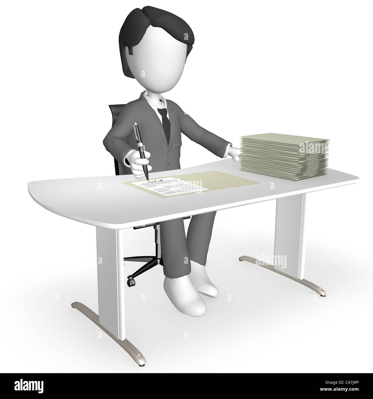 3d Human at Work, doing paperworks Stock Photo - Alamy