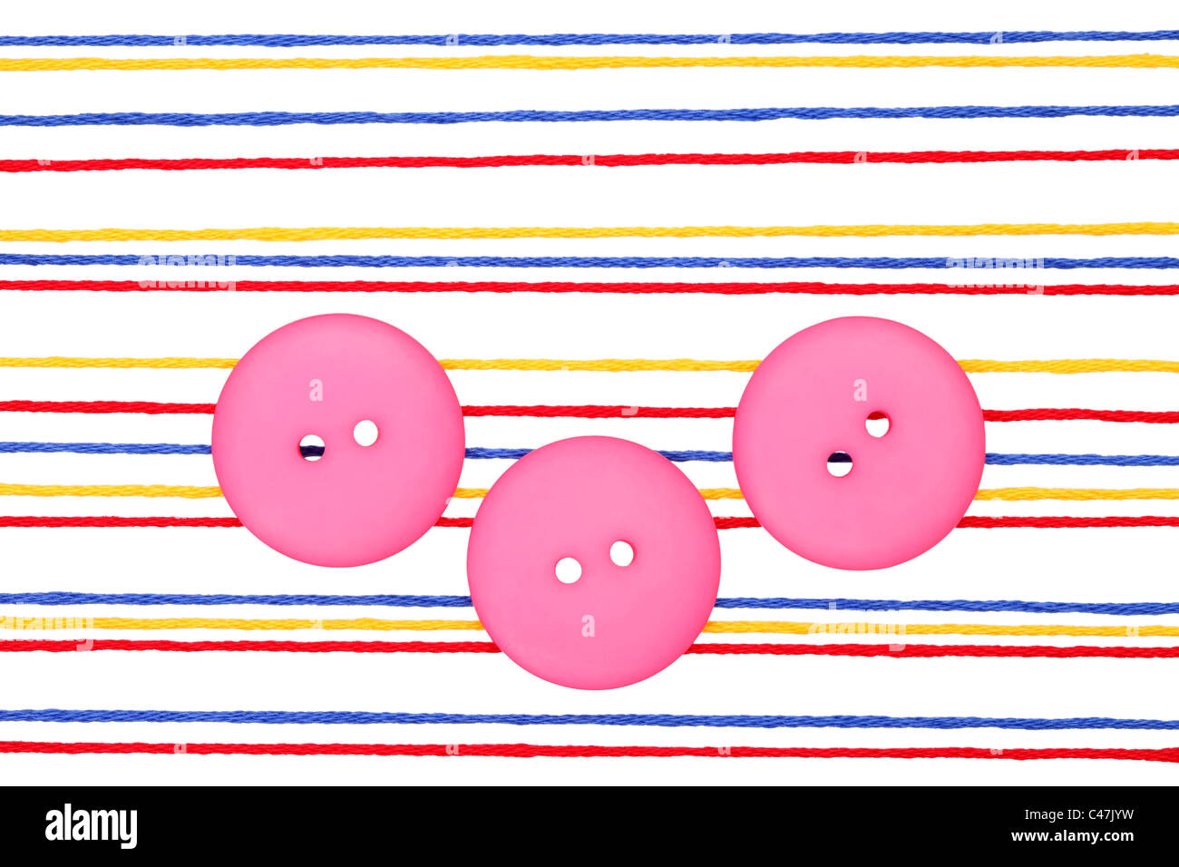 Colorful buttons and string isolated on white background Stock Photo ...
