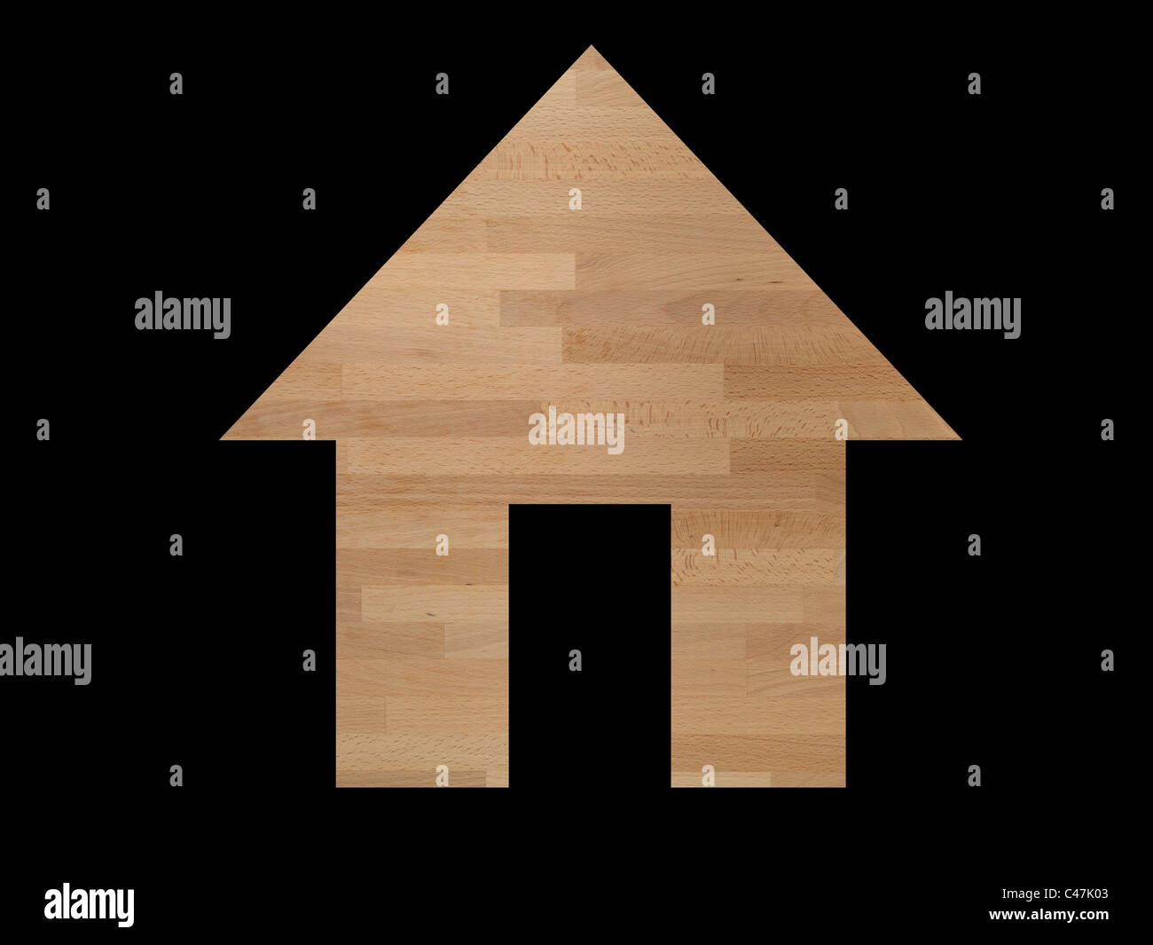 A cutout of a wooden house isolated on black Stock Photo - Alamy