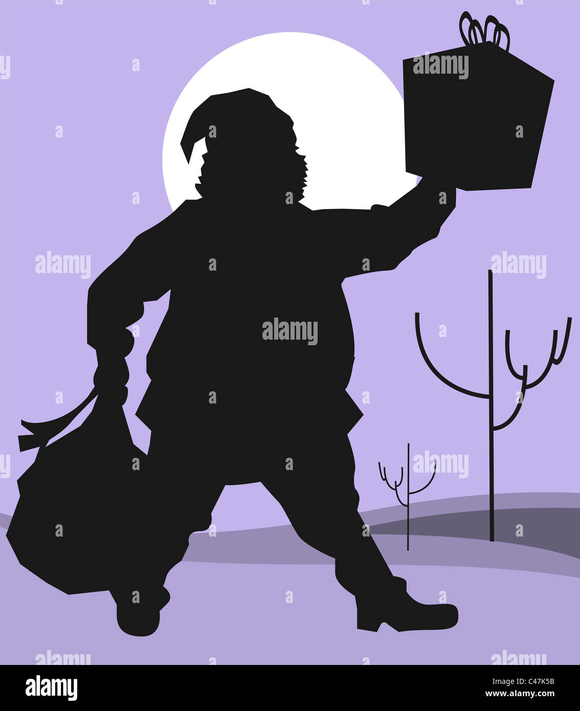 Santa clause holding gift and bag Stock Photo - Alamy