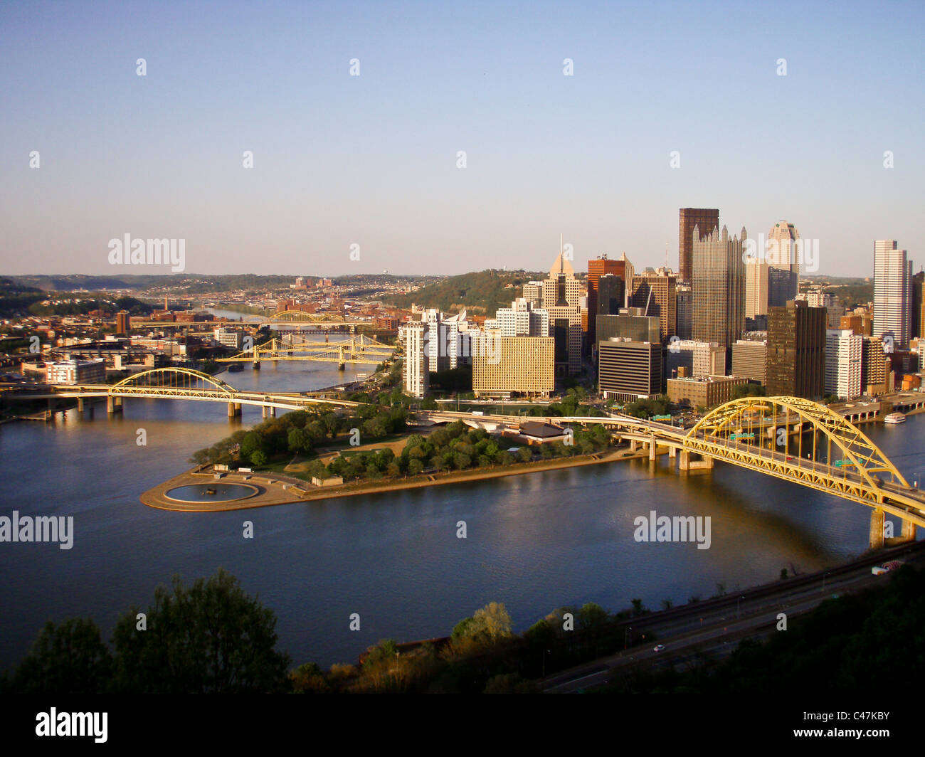 Pittsburgh Downtown - Allegheny, Monongahela, Ohio Rivers Stock Photo ...