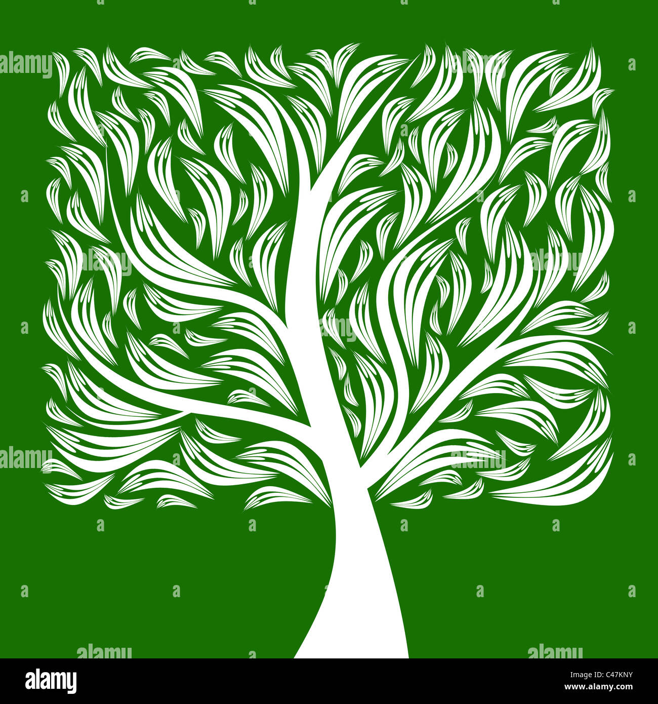 Beautiful art tree isolated on green background Stock Photo - Alamy
