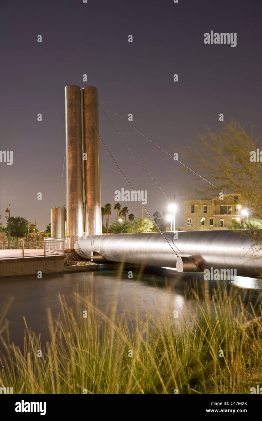 The Paolo Soleri Bridge & Plaza in Scottsdale, Arizona - AT NIGHT Stock ...