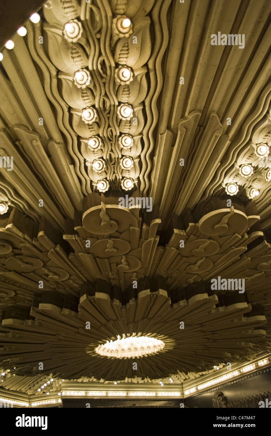 A detail photo of the entryway roof of the Wiltern Theatre on Wilshire ...