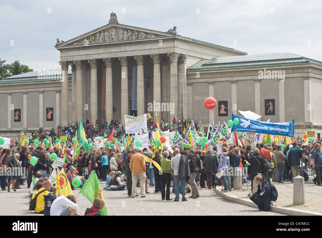 MUNICH, GERMANY - MAY 28: Protesters at the 'Anti Atomic Energy' rally ...