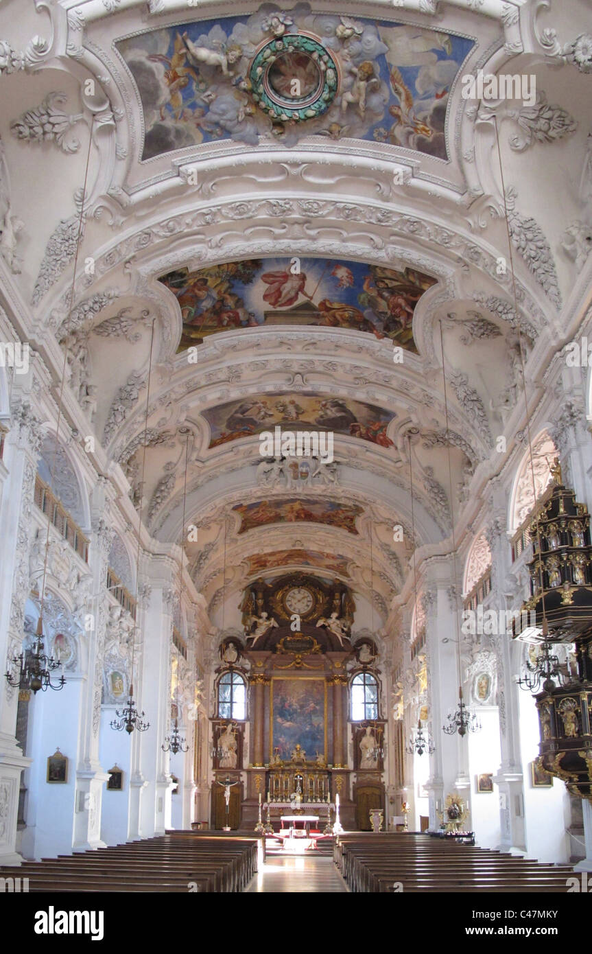 altar in cathedral church of city Fuessen in Bavaria, Germany Stock ...