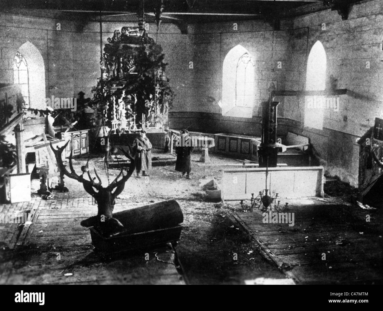 Interior of a destroyed church, 1914 Stock Photo - Alamy