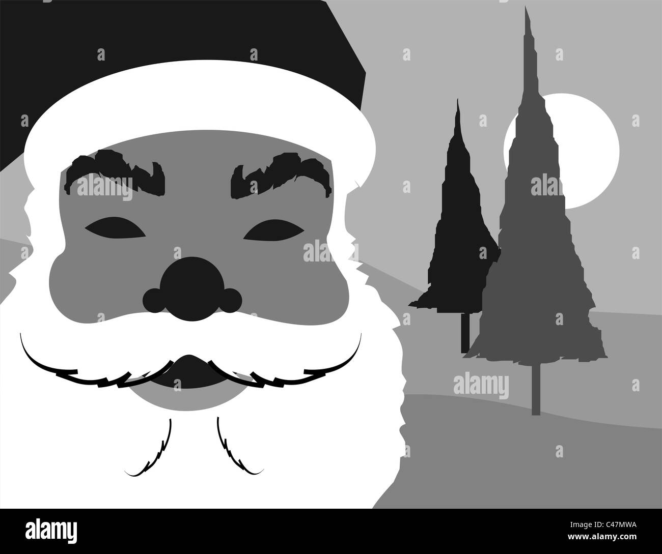 Santa’s face in a moon light and tree Stock Photo - Alamy