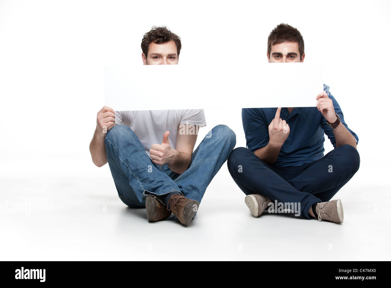 Two men pointing one man hi-res stock photography and images - Alamy