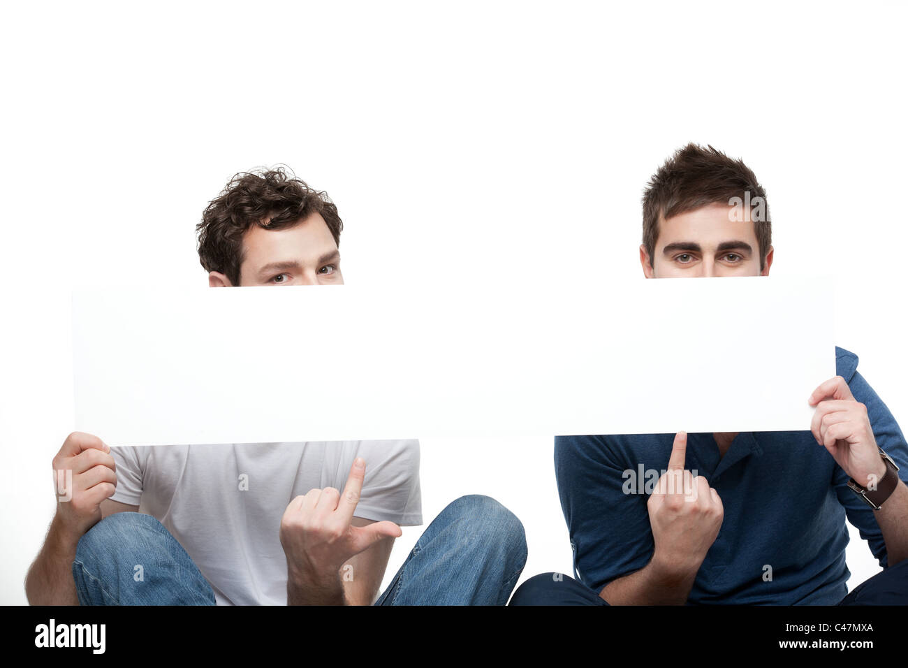 Two men pointing one man hi-res stock photography and images - Alamy