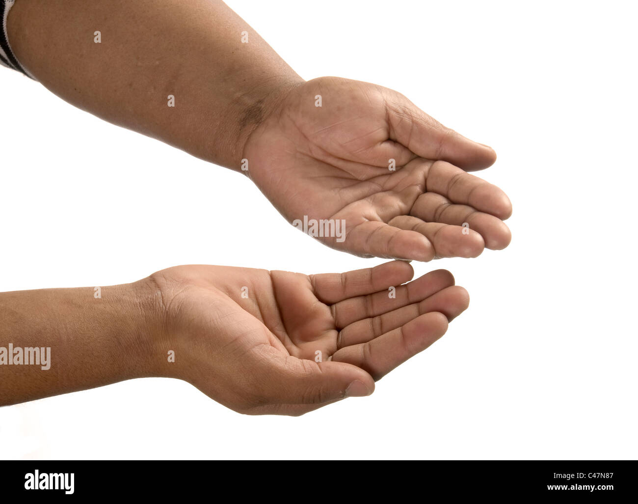 Two African's open hands as if they are begging Stock Photo - Alamy