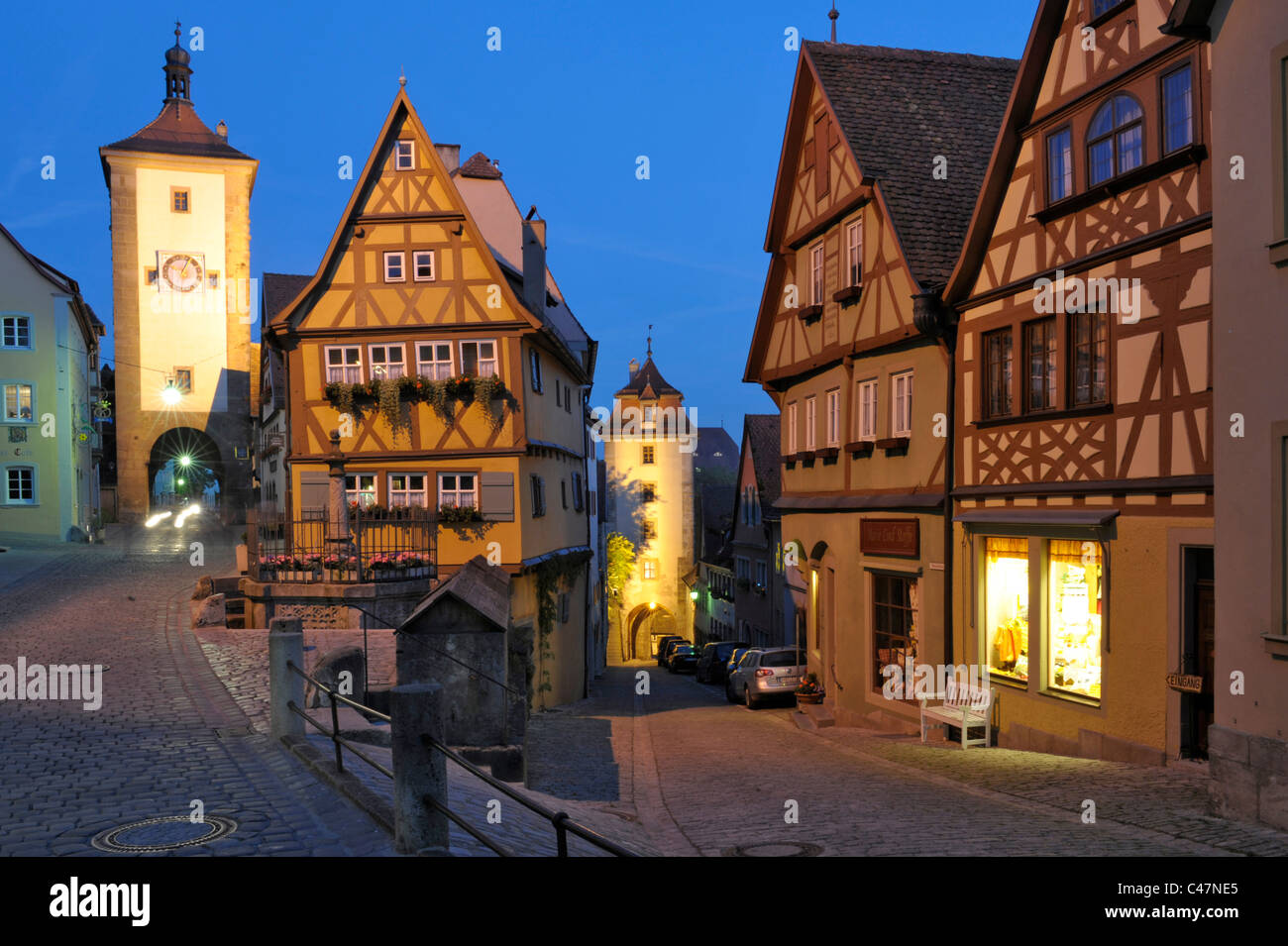 medieval old town Rothenburg ob der Tauber in Germany, Bavaria, with ...