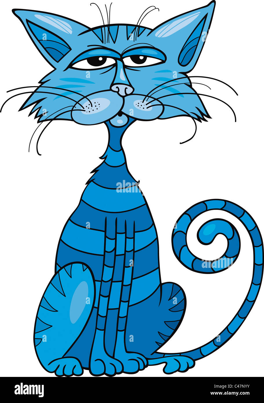 Cartoon illustration of Blue cat Stock Photo - Alamy