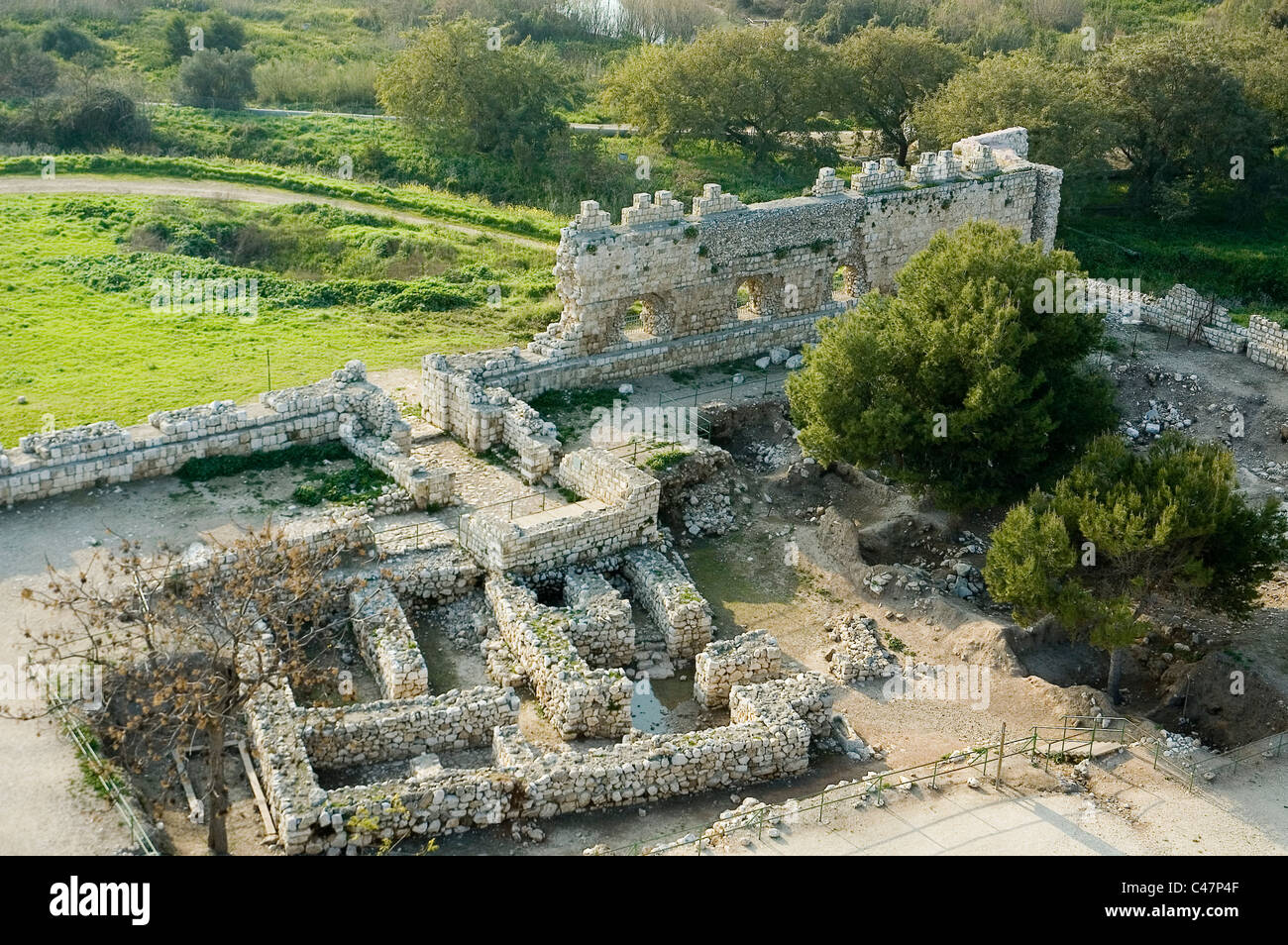 Aerial view of the Aphek fortress Stock Photo - Alamy