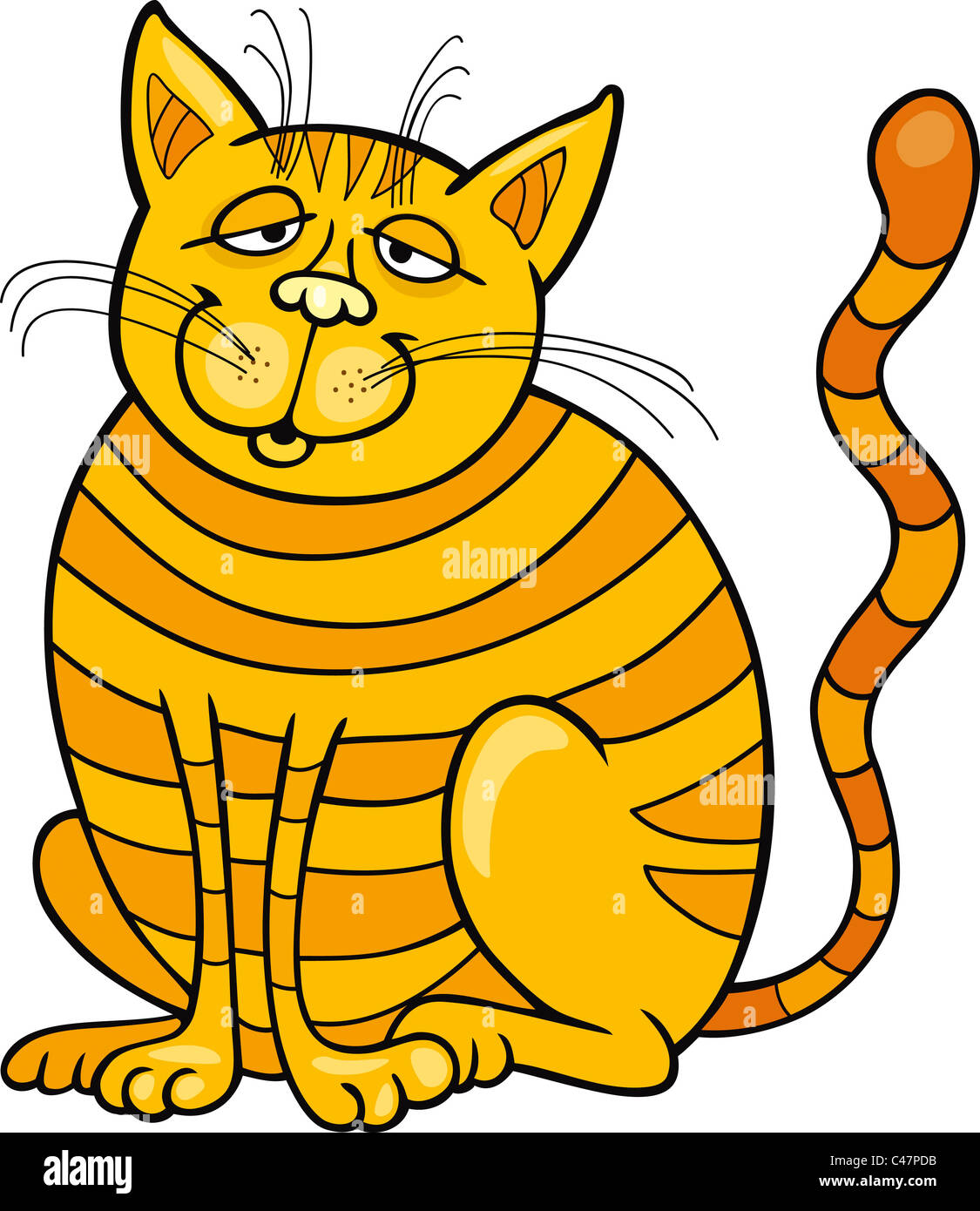 Cartoon illustration of Happy Yellow Cat Stock Photo - Alamy