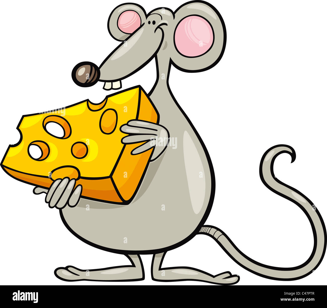 Cartoon illustration of mouse with cheese Stock Photo - Alamy