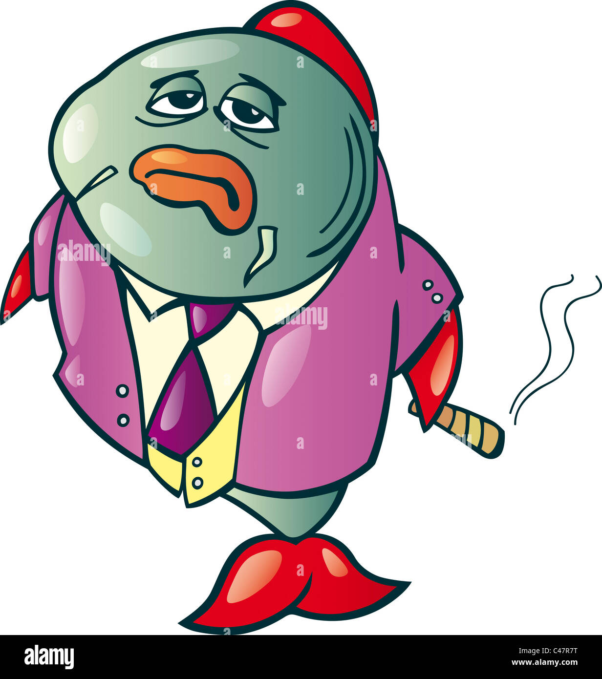 Cartoon illustration of big fish Stock Photo - Alamy