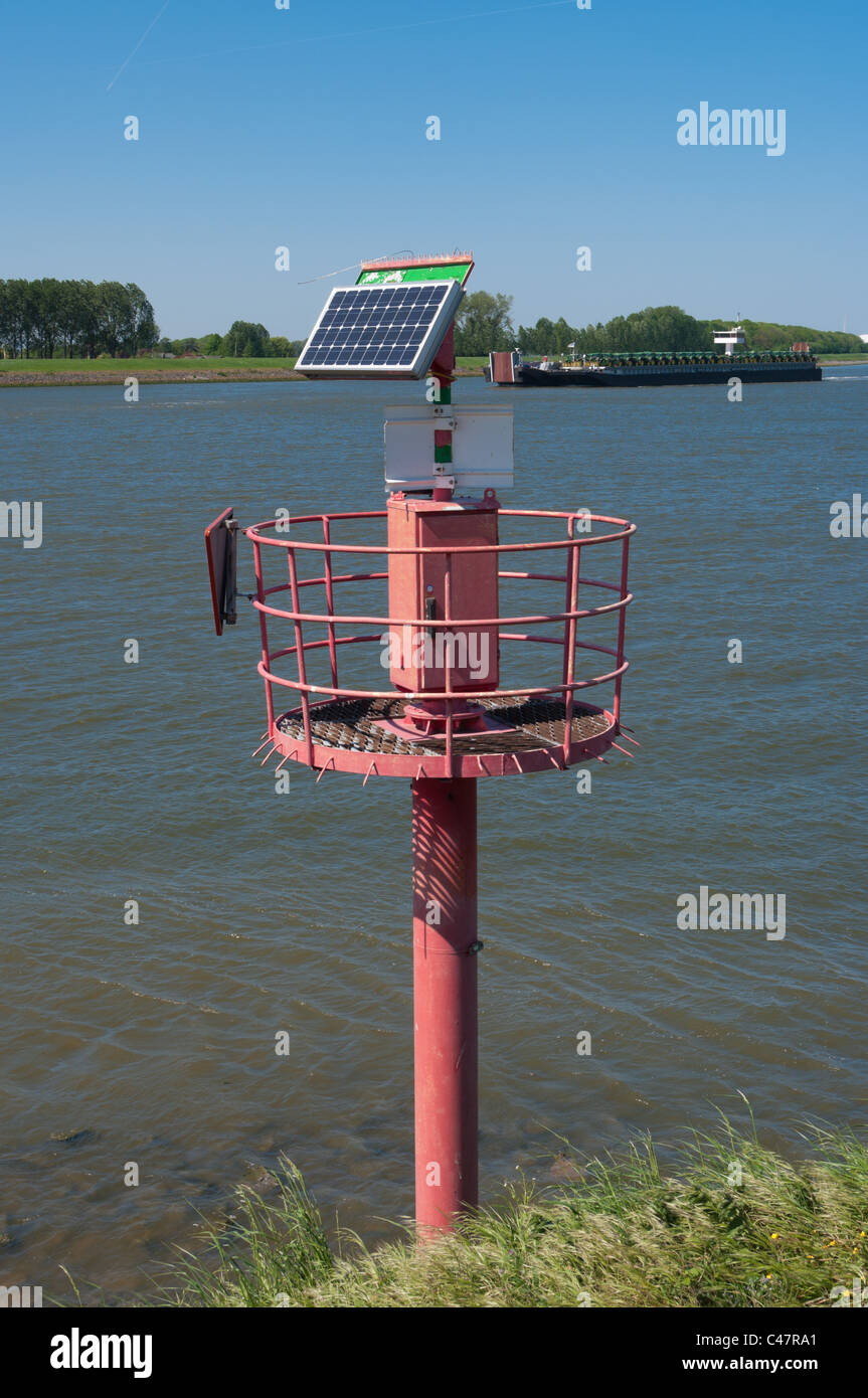 small solar powered lighthouse in the rotterdam harbor Stock Photo - Alamy