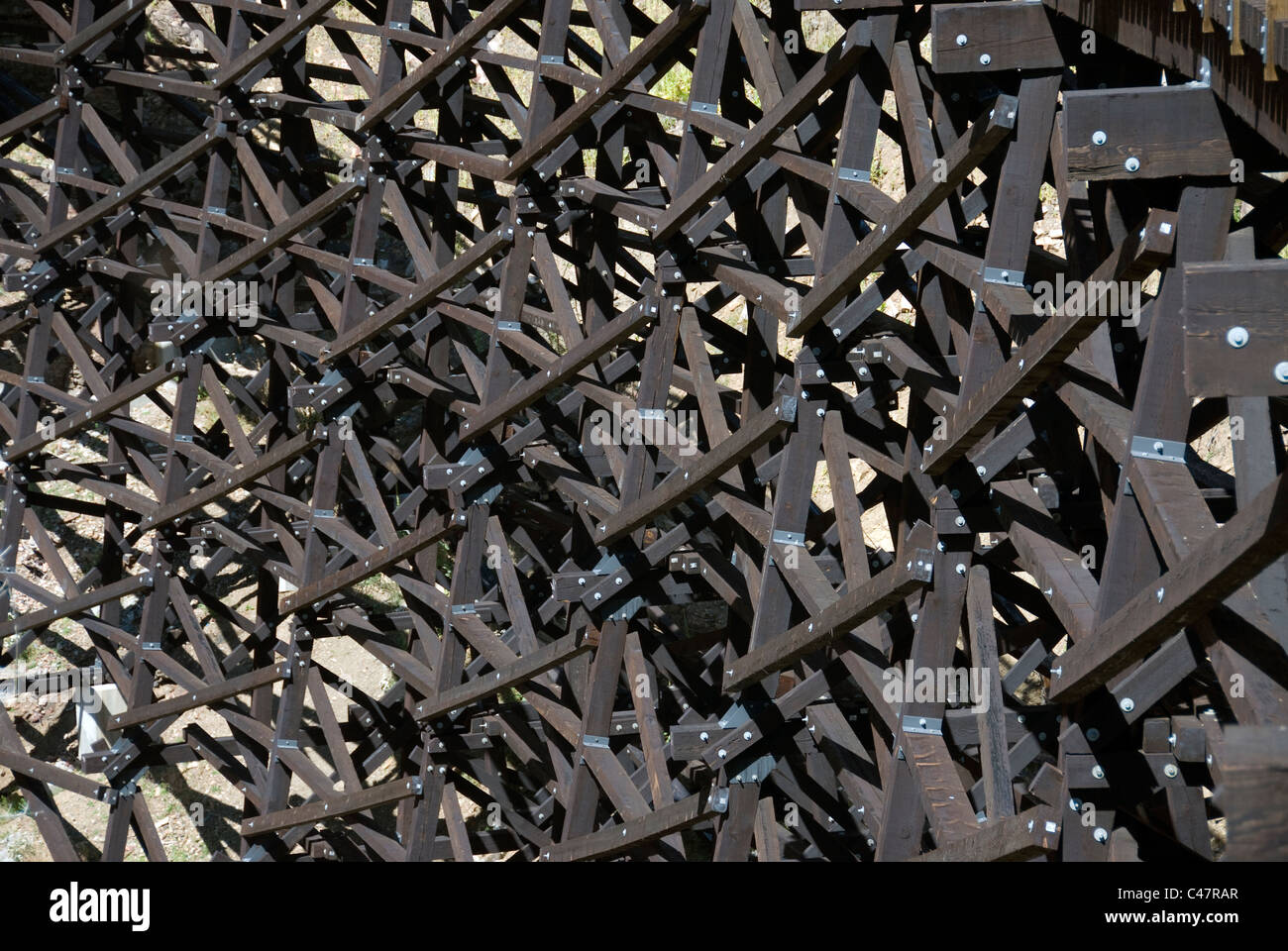 Construction of wooden trestle Stock Photo - Alamy