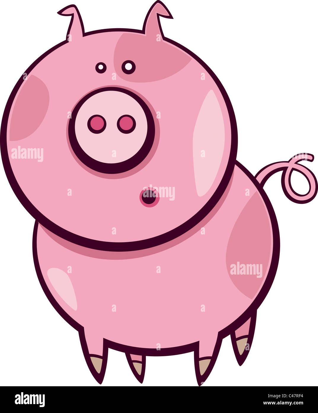 Cartoon illustration funny surprised pig hi-res stock photography and ...