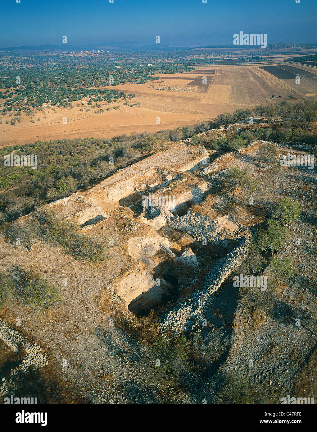Aerial view of the biblical city of Taanach in the Jezreel valley Stock ...