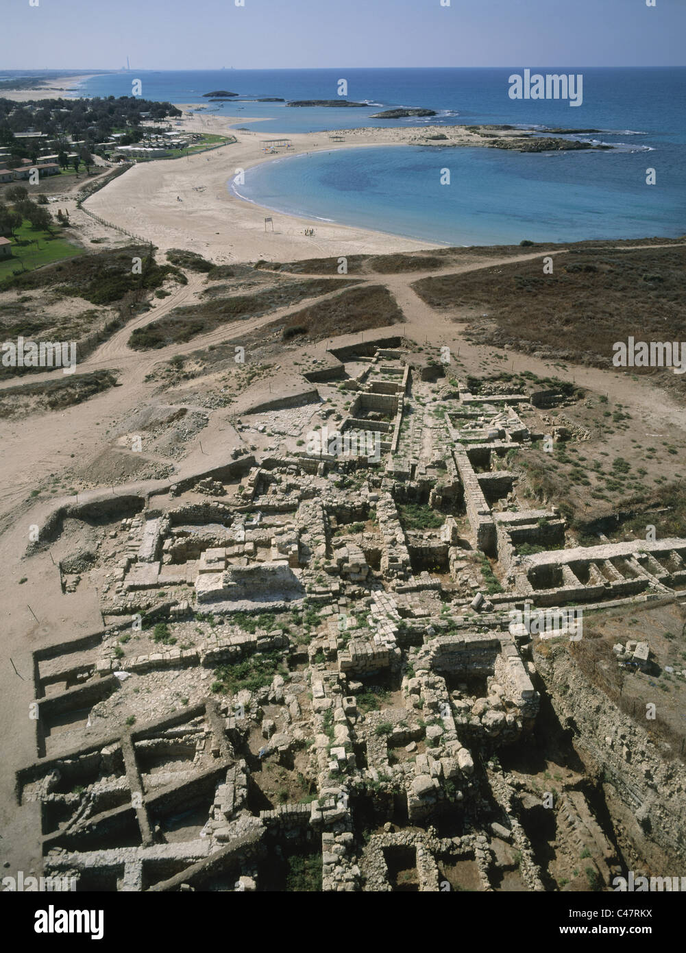 Aerial view of the biblical city of Dor in the coastal plain Stock ...