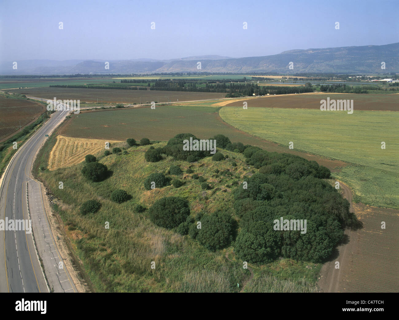 Aerial view of the Hellenistic site of Anafa in the Upper Galilee Stock ...